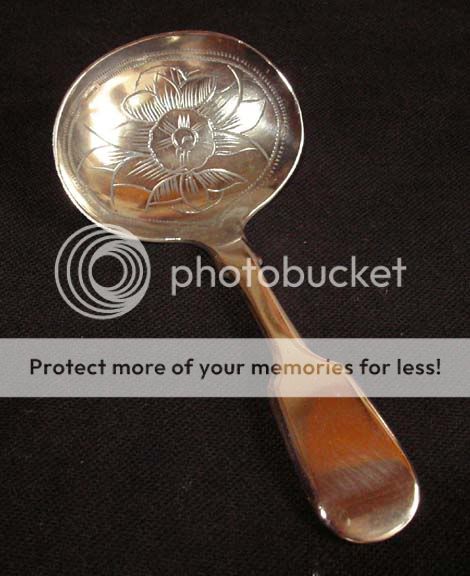 Silver/plated engraved caddy spoon: 4 unknown marks + WP? - www.925 ...